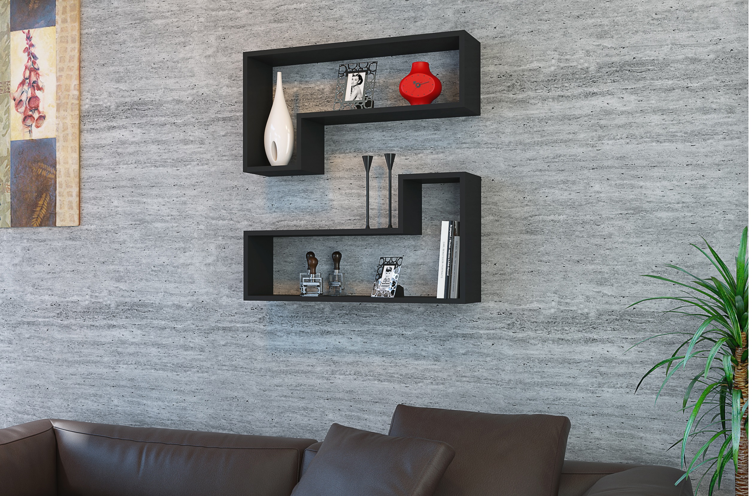 Raft Perete Ozy, Negru - Modela - Magazin Mobila Online