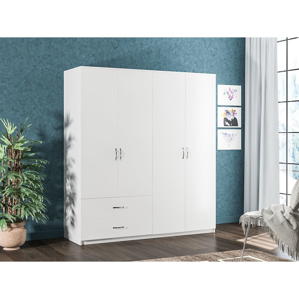 Sifonier cu 4 usi si 2 sertare Beta Alb - Modela - Magazin Mobila Online