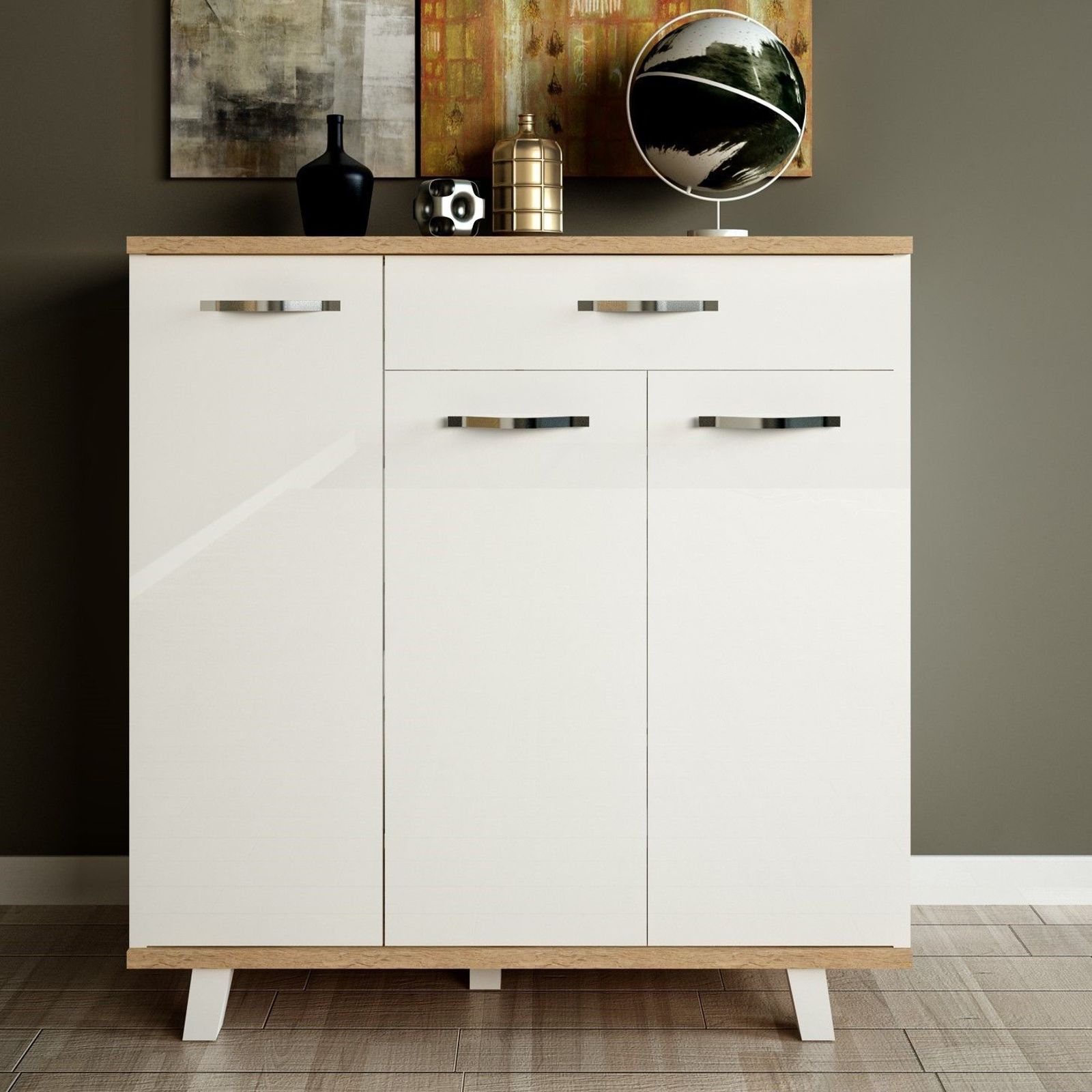 Comoda hol Lavante alb/stejar natur - Modela - Magazin Mobila Online