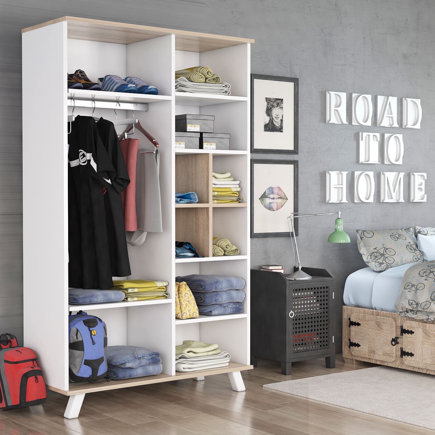 Sifonier Atlantis alb/stejar natur - Modela - Magazin Mobila Online