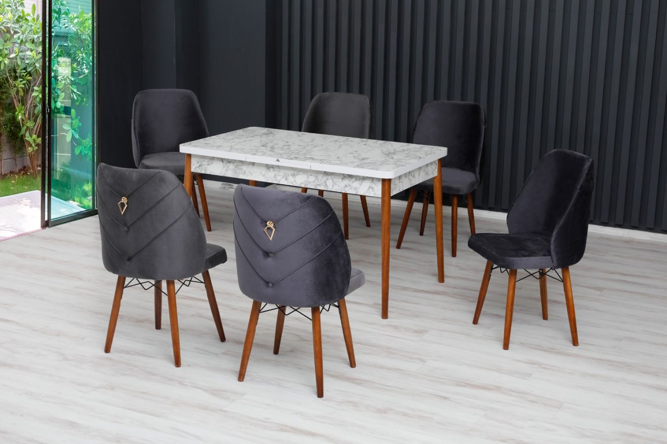 Set Masa Extensibila cu 6 scaune, LUXUS Modella negru - Modela ...